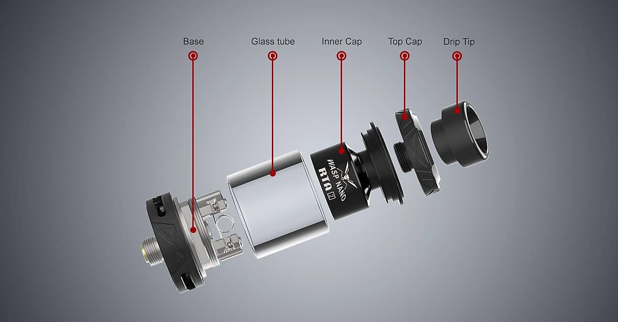 Oumier Wasp Nano v2 RTA 24mm 3.8ml Black - VaperBG.com